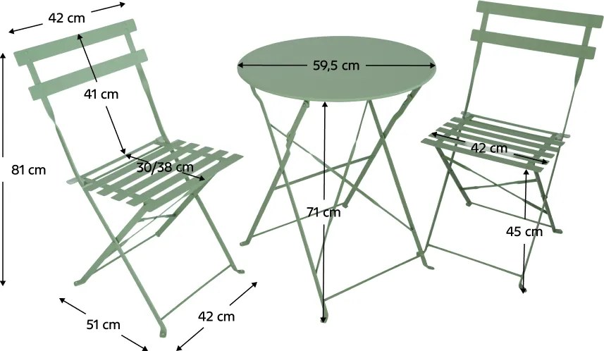 Kondela Zahradní set 1+2, zelená, ocel, OBAX NEW
