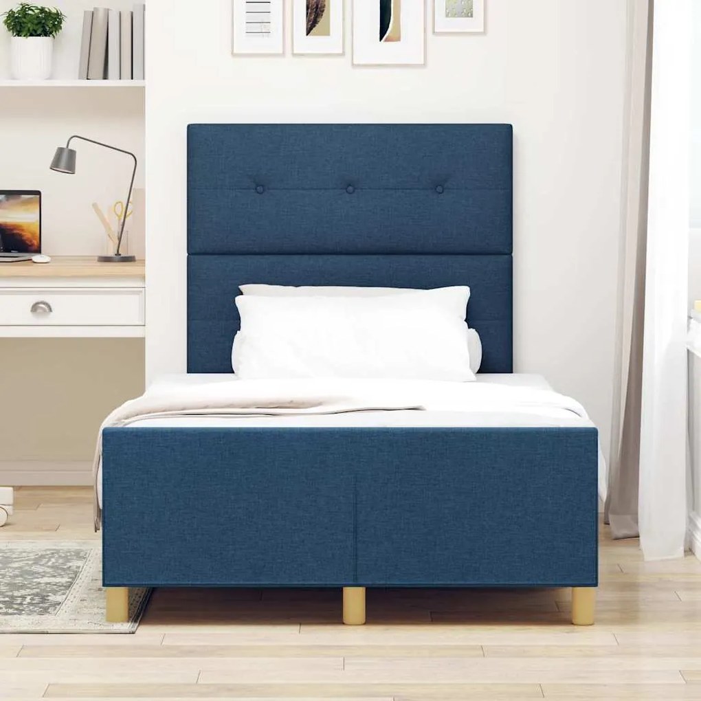 Rám postele s čelo Modrá 120 x 190 cm textil 3344717