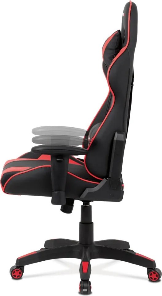 Kancelářská židle houpací mech., + koženka, plast. kříž – opěrák 90°–180° červená