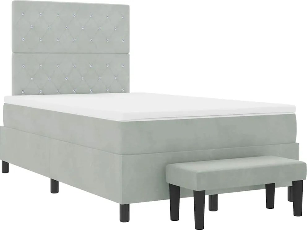 Postel s boxspringem s čelo Světle šedá 190 x 120 cm samet 3344432