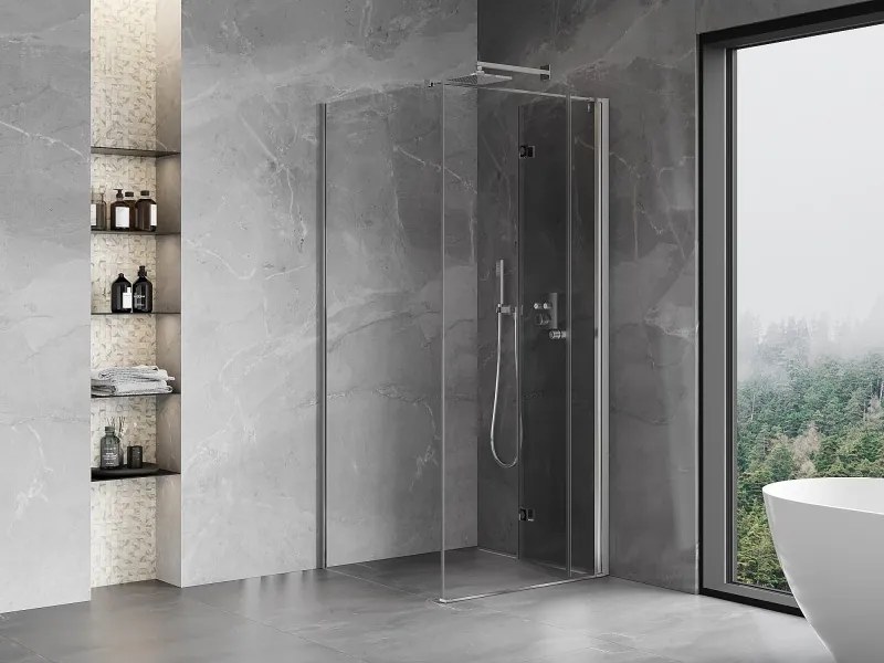 Mexen Mist-F T, 1-křídlý skládací sprchový kout pravý 110 x 110 cm, čiré sklo, chromový profil, 8A6T-110-110-01-00-P