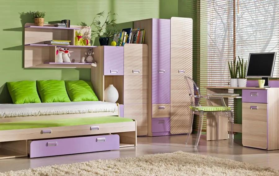 Casarredo - Komfort nábytek Dětská rohová šatní skříň LIMO L14 fialová