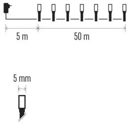 LED vánoční řetěz Steny s časovačem 50 m teplá bílá