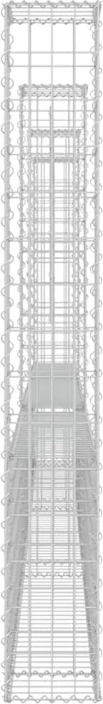 Gabionový koš ve tvaru U se 4 sloupky železo 380 x 20 x 150 cm 151284