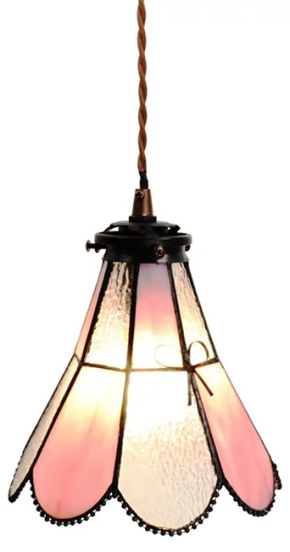 Závěsná lampa Tiffany FlowerArc pink – 18x15x115 cm