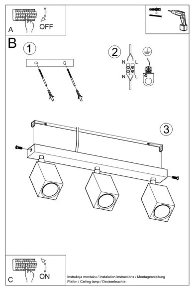 Sollux SL.1037 - Bodové svítidlo KEKE 3xGU10/40W/230V dub