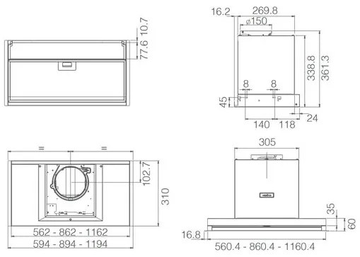 Elica BOX IN LX/BL MAT/A/90 Vestavný odsavač par