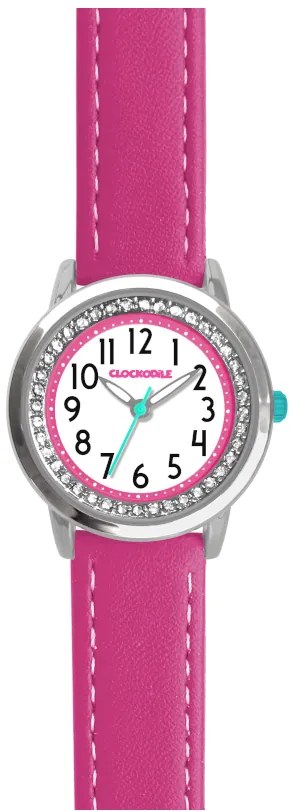 Tmavě růžové třpytivé dívčí hodinky se kamínky CLOCKODILE SPARKLE CWG5093