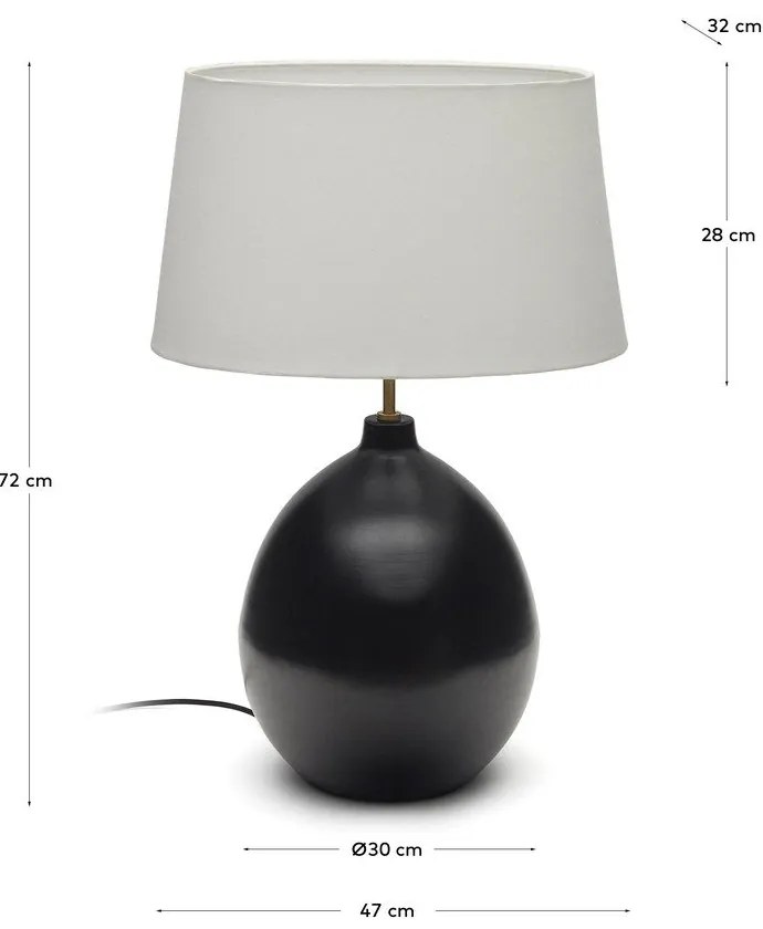 Černobílá stolní lampa s textilním stínidlem (výška 72 cm) Foixa – Kave Home