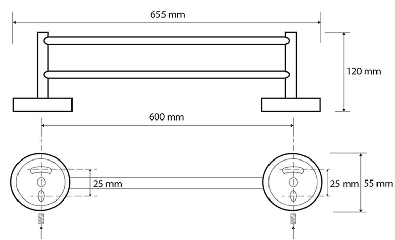 SAPHO XB401 X-Round Black dvojitý držák ručníků, černá