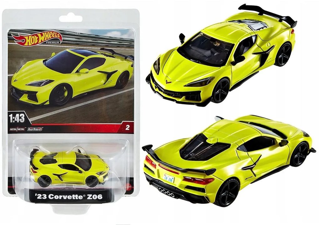 Mattel hot wheels prémiové auto 1:43 '23 corvette z06, hmd48