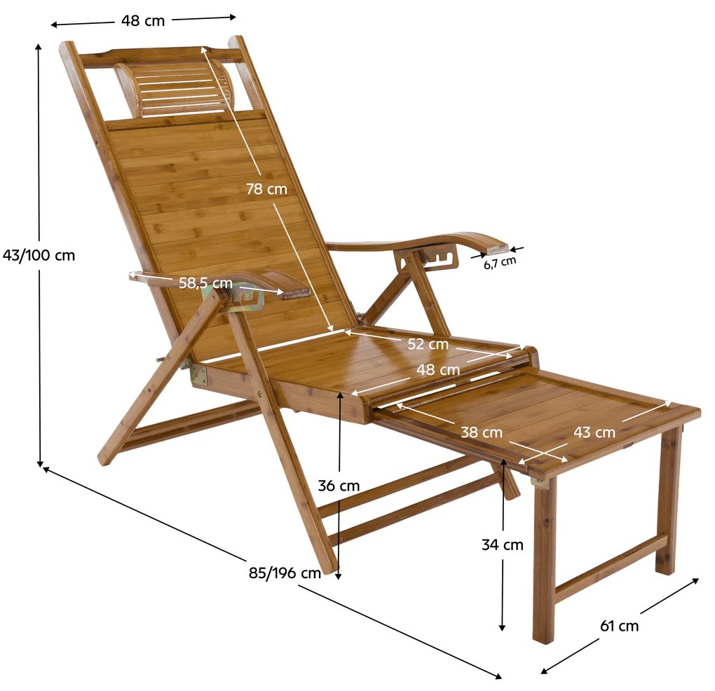 Kondela Zahradní polohovací křeslo, přírodní, bambus, VARDON