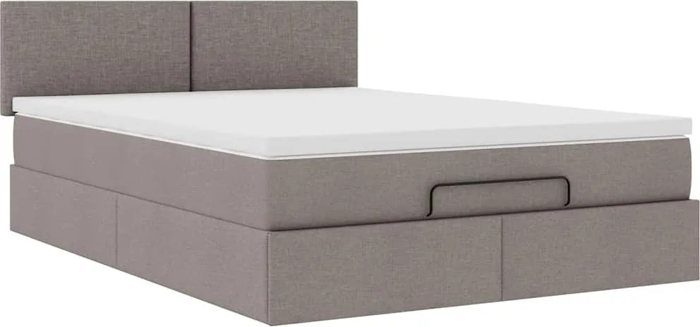 Osmanská postel s matrací & LED Taupe 140x190 cm Látka 3312226