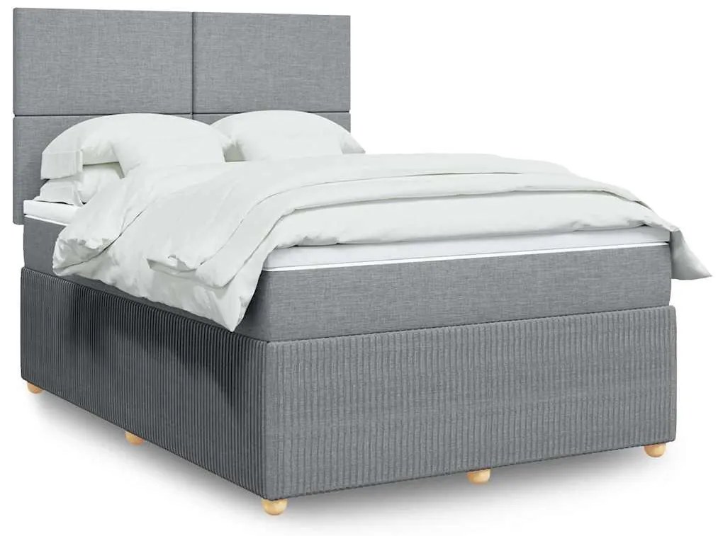 Box spring postel s matrací světle šedá 140 x 190 cm textil 3294344