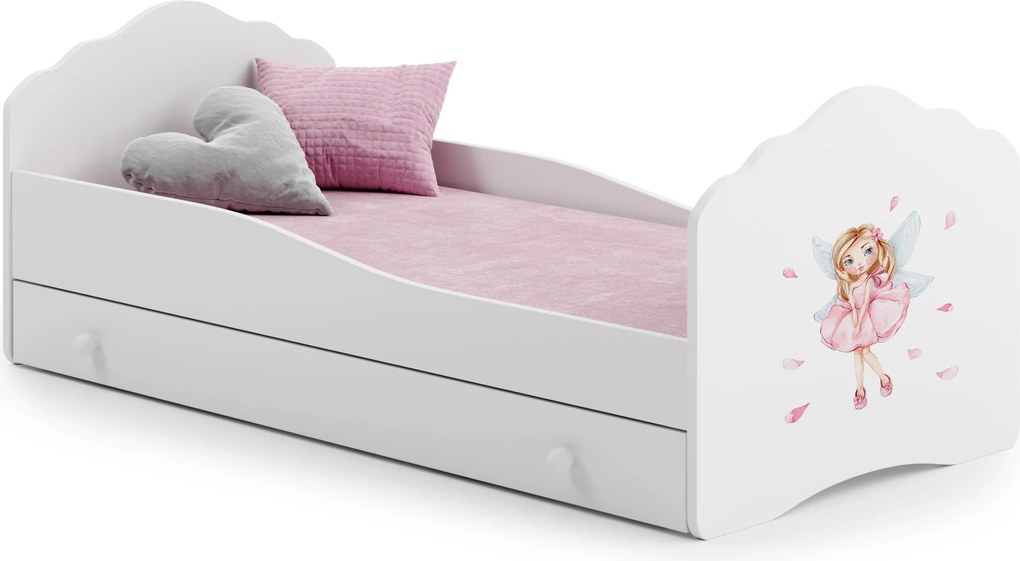 ADRK Furniture Postel s matrací a šuplíkem CASIMO GIRL WITH WINGS 140x70 CH-Cas-Gir-Wing-140-n-E441