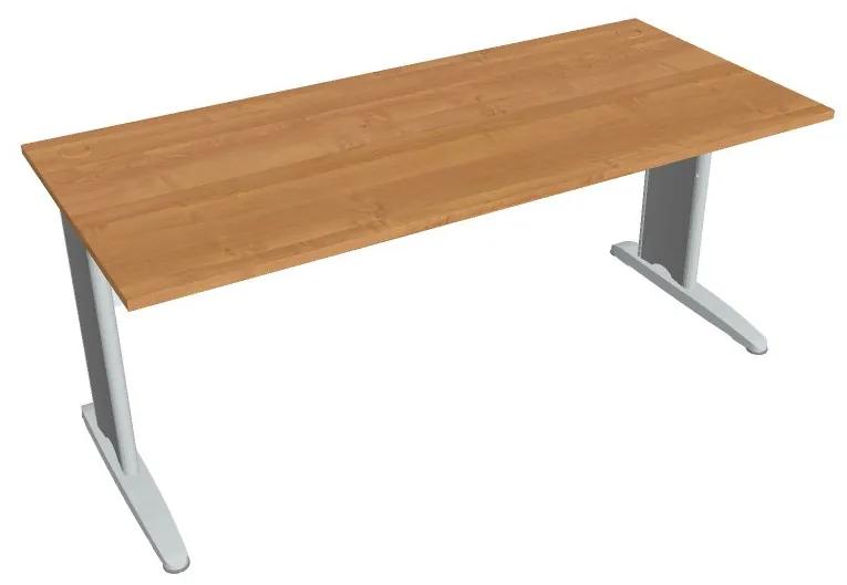 Stůl pracovní rovný 180 cm - Hobis Cross CS 1800 Dekor stolové desky: olše, Dekor lamino podnože: bílá, Barva nohou: Stříbrná