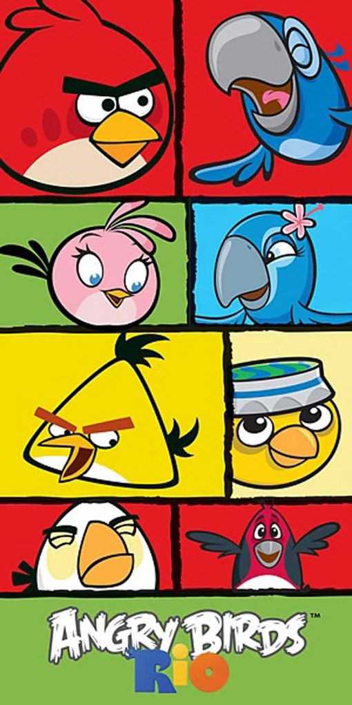 Carbotex Osuška Angry Birds Rio kostky froté 70x140 cm