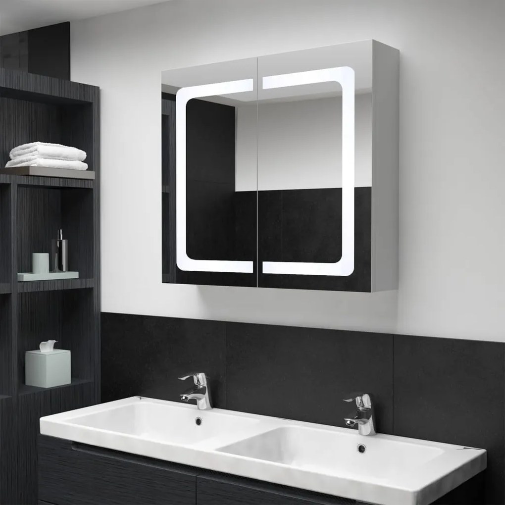 Led Koupelnová Skříňka Se Zrcadlem 80 X 12,2 X 68 Cm Černá