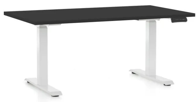 Výškově nastavitelný stůl OfficeTech D, 120 x 80 cm, bílá podnož, černá