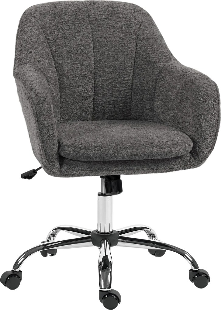 HOMCOM ergonomická kancelářská židle z jemného flanelu — otočná, nastavitelná, šedá