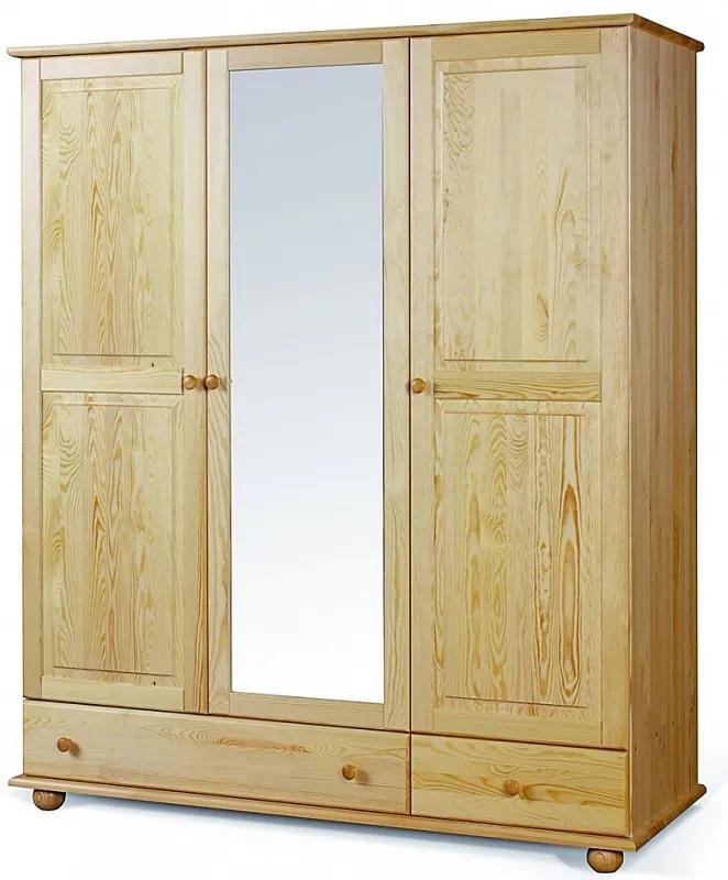 Šatní skříň 150 se zrcadlem Vyberte odstín dřeva: Přirodní borovice