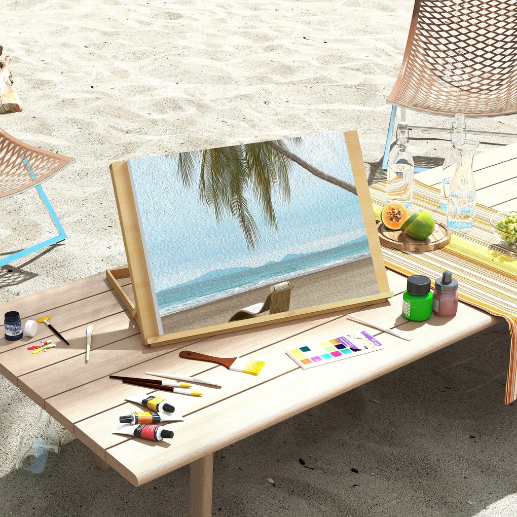 Vinsetto skládací stolní malířský stojan 75,8 × 51,4 × 51 cm — nastavitelný bukový stojan pro skici a vystavení