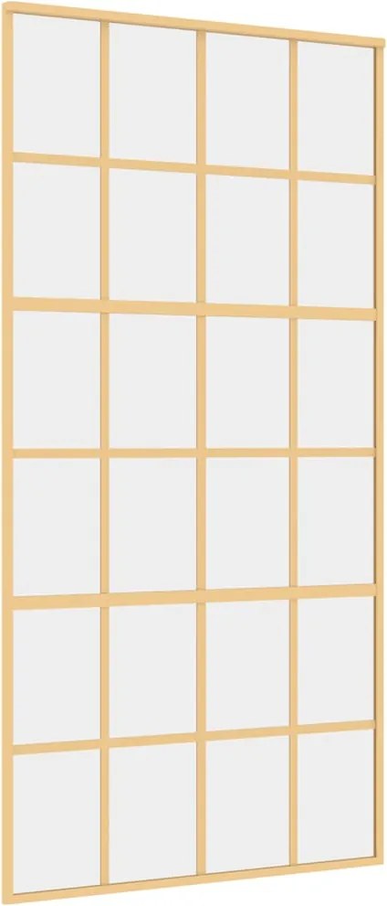Posuvné dveře zlaté 102,5 x 205 cm čiré ESG sklo a hliník 155174