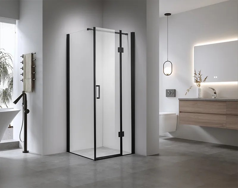 BPS-koupelny Čtvercový sprchový kout ZES KZ1390B BL 90x90 černá/transparent - bez vaničky