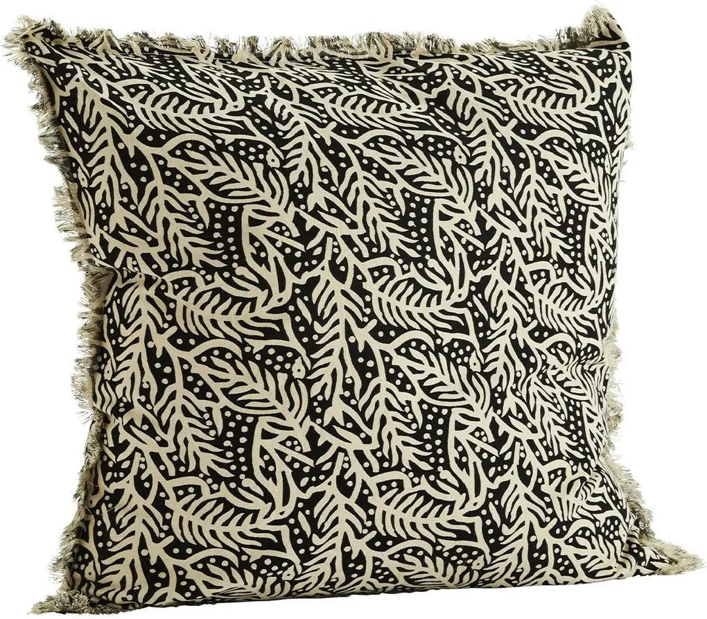 MADAM STOLTZ Povlak na polštář Off White Black 50x50cm, černá barva, bílá barva, krémová barva, textil