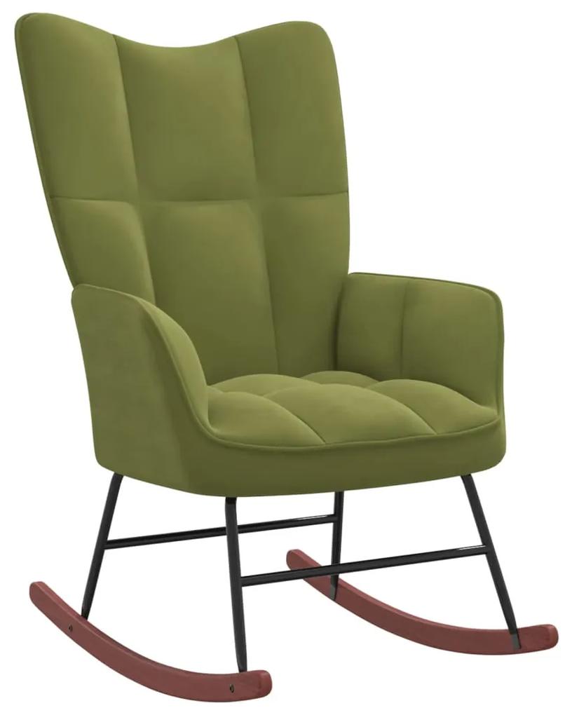 vidaXL Houpací židle světle zelená samet