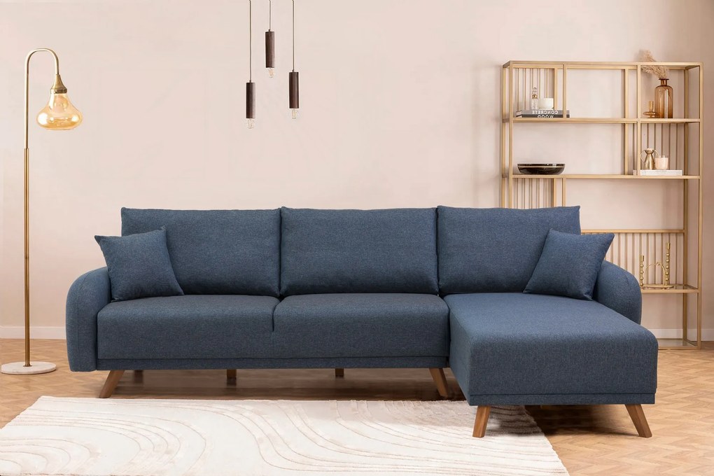 Hanah Home Rohová pohovka HERA tmavě modrá pravá 297 cm