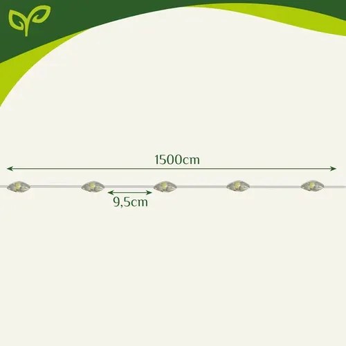 Dekorativní venkovní solární řetěz 15 metrů – teplá bílá