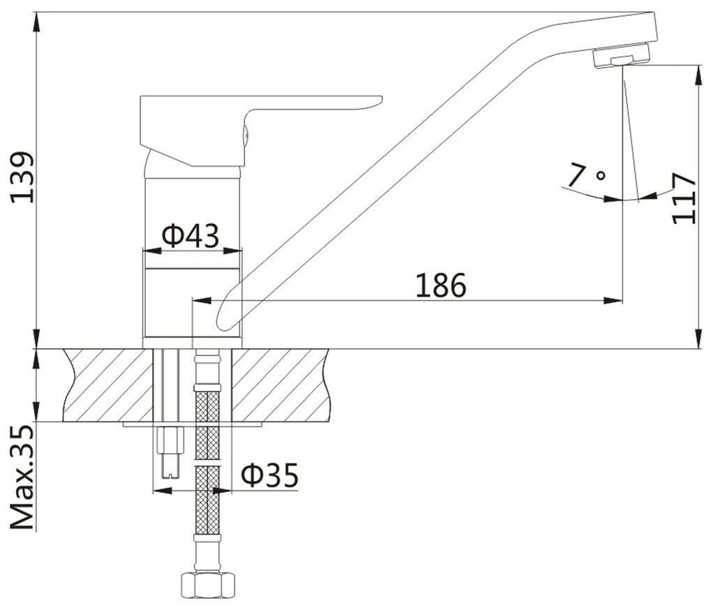 Bruckner Baron Eco dřezová baterie stojánková 3,8 l/min 186 mm otočné ramínko chrom 612.050.11