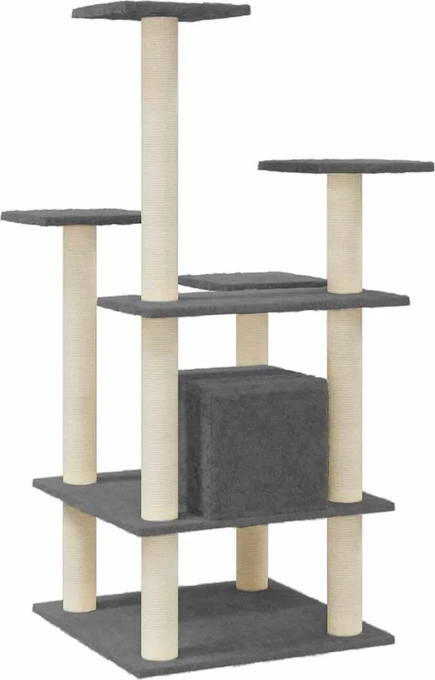 Škrabadlo pro kočky se sisalovými sloupky tmavě šedé 110 cm 171481
