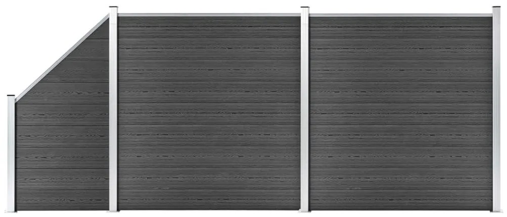 Set plotového dílce WPC 446 x (105–186) cm černý 3070438