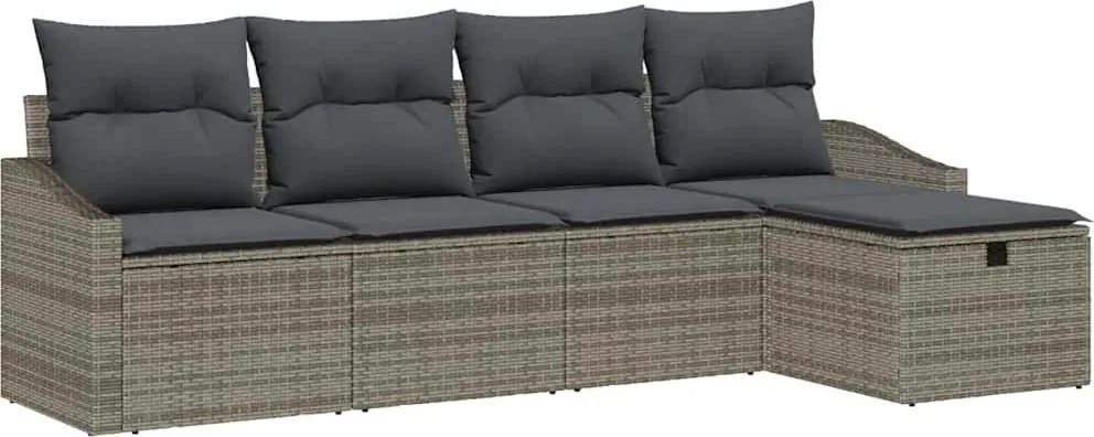 Set pohovek 5 ks Šedá polyratan 3359258