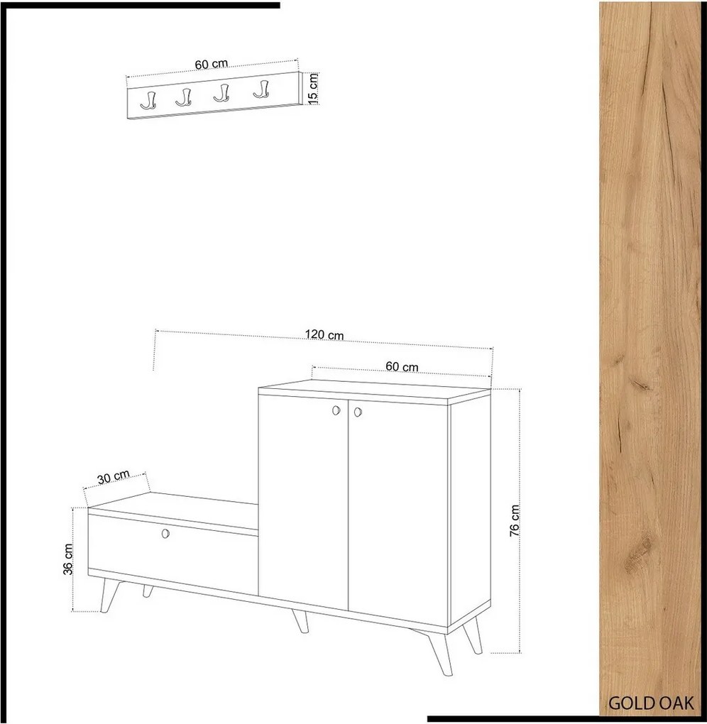 Předsíňová sestava Fiel Oak and White