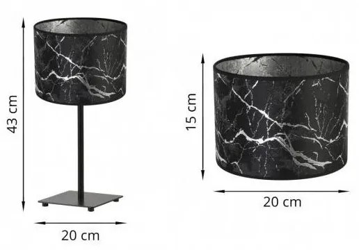 Stolní lampa Werona 3, 1x černé textilní stínítko se vzorem, (výběr ze 4 barev konstrukce), s