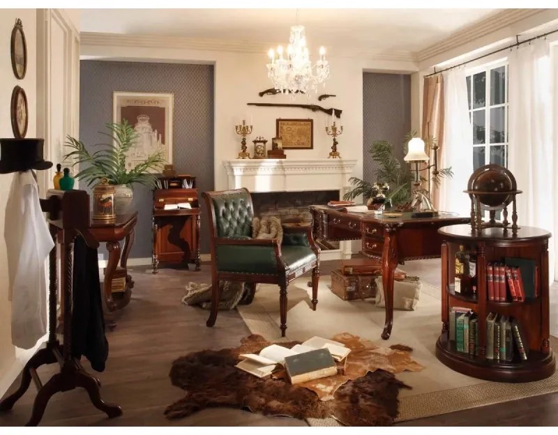 furniture-nabytek.cz - Masivní kancelářské křeslo Camford II, mahagon, lakované, zelené