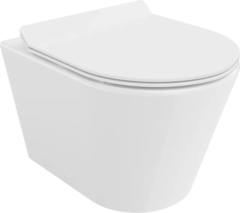 Mexen Rico závěsné wc Rimless s toaletním sedátkem Slim z duroplastu, bílá - 30720100