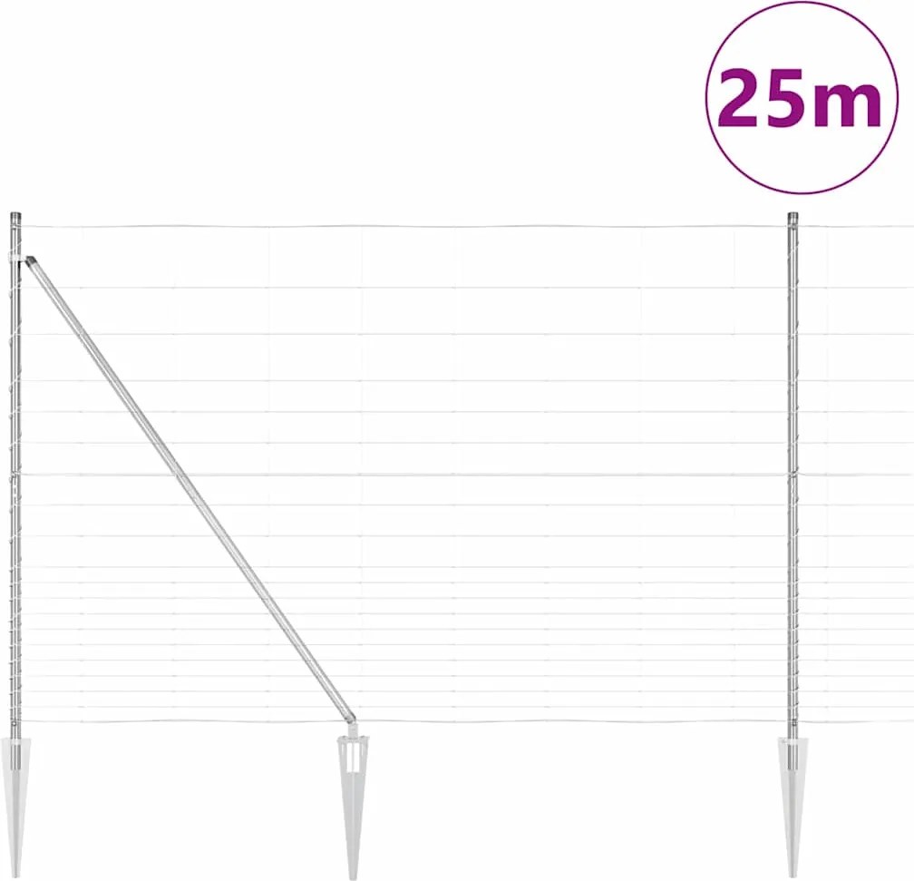 Svařované drátěné ploty s hroty 25 x 1,6 m Pozinkovaná ocel 3351442