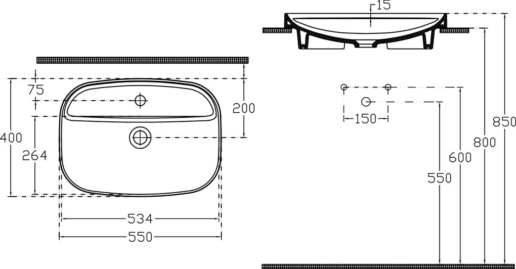 Isvea INFINITY keramické umyvadlo zápustné 55 x 40 cm bílá 10NF50055