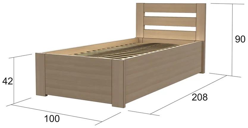 Via-nábytek Buková postel ATOS s úložným prostorem Povrchová úprava postele: Mooení odstín olše Rozměry postele: 120 x 200