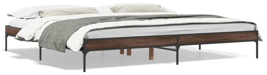 Rám postele hnědý dub 200 x 200 cm kompozitní dřevo a kov,  845000