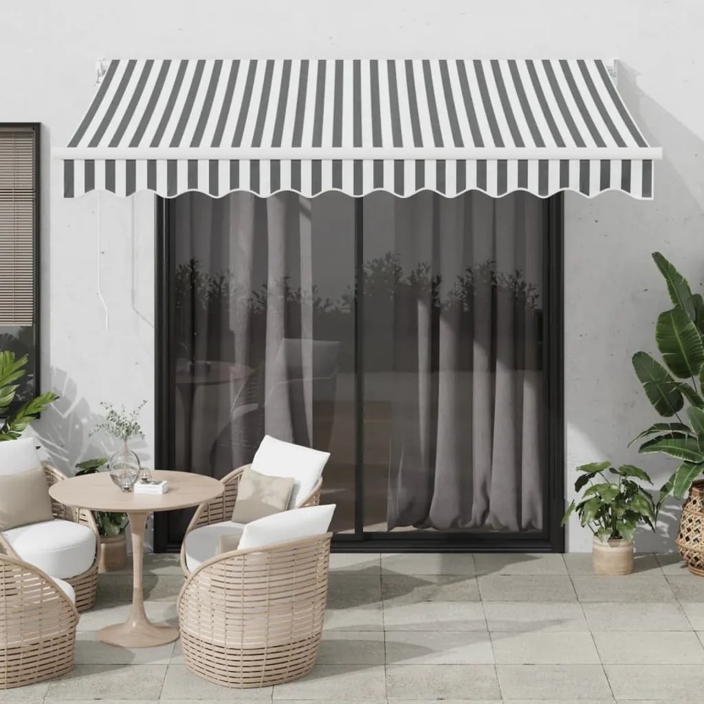 Zatahovací markýza antracitová a bílá 3 x 2,5 m textil a hliník 3216103