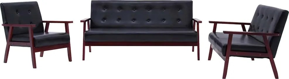 Sedací souprava 3 ks černá umělá kůže 278398