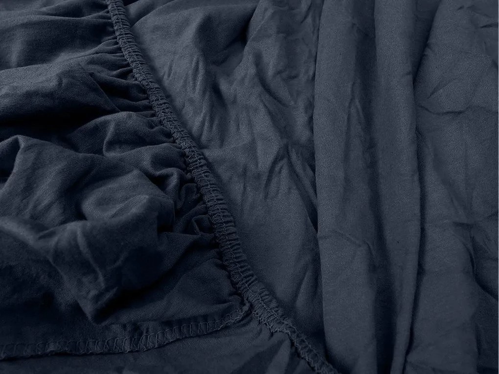 Jersey prostěradlo HIGHFIT námořnicky modré 90 x 200 cm