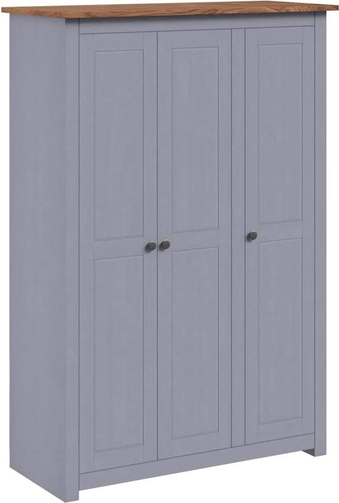 Šatní skříň se 3 dveřmi šedá 118x50x171,5 cm borovice Panama 282662