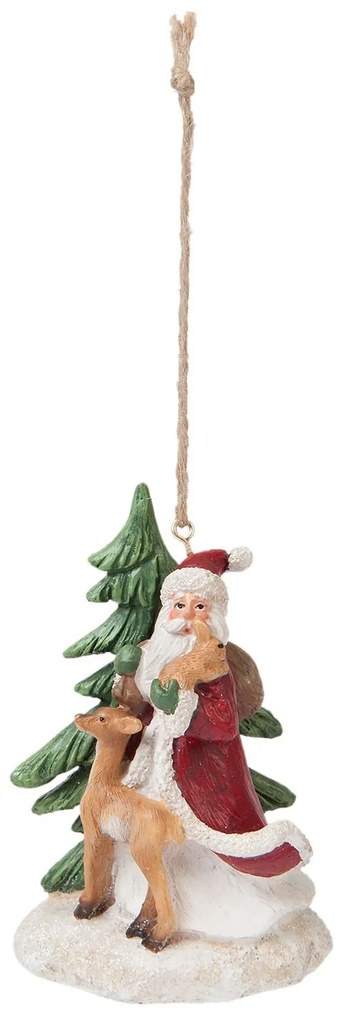 Vánoční ozdoba Santa se zvířátky - 7*6*10 cm