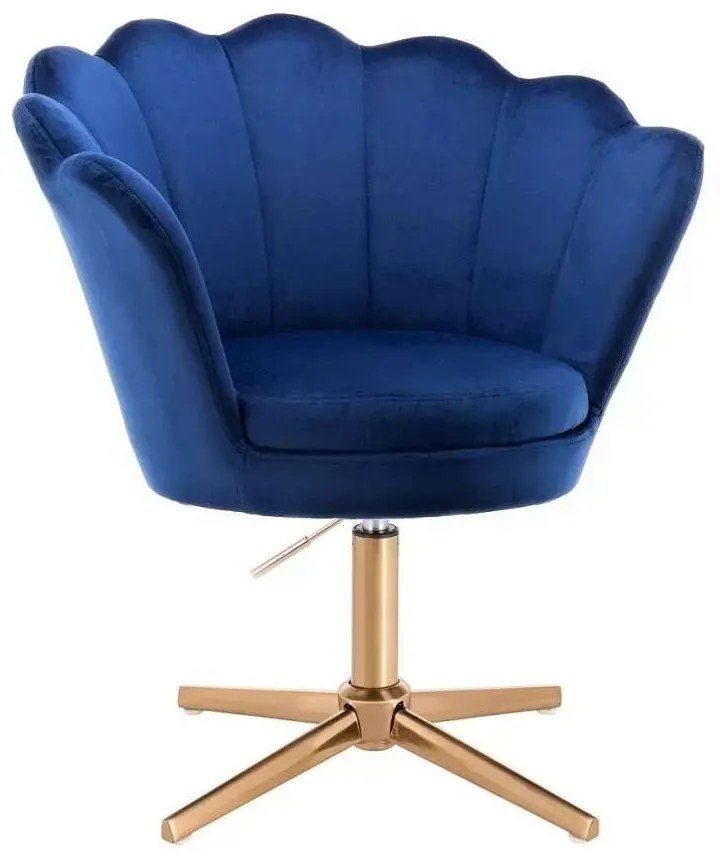 LuxuryForm DESIGN Otočné křeslo FREY VELUR na zlatém kříži - modré